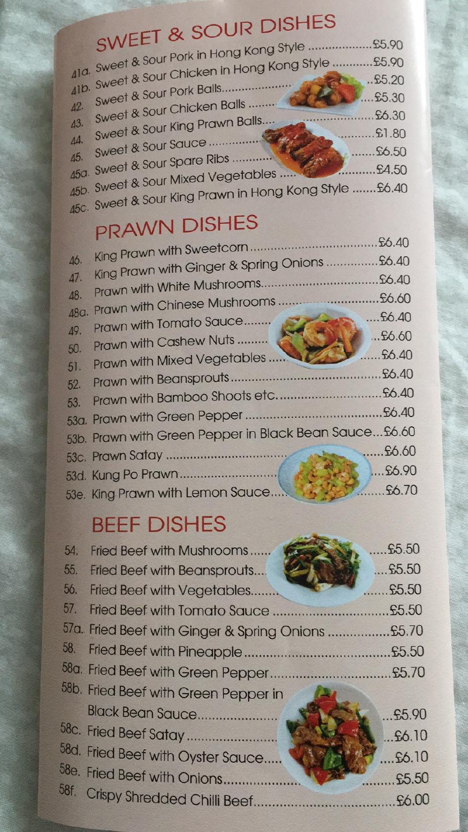 Menu at Oriental Express fast food, Gosport