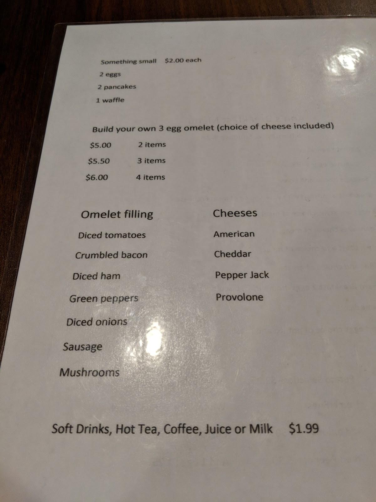Menu at Ann's Chop House steakhouse, Bethel Park