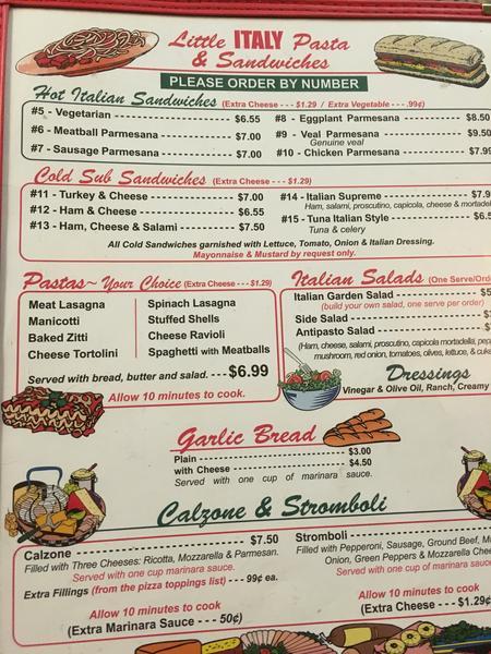 Menu at Little Italy Peppino’s Pizzeria, Monroe