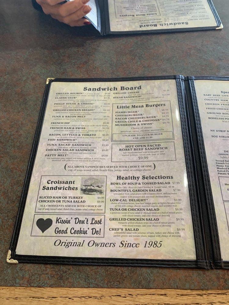 Menu at Little Mesa Cafe, Mesa