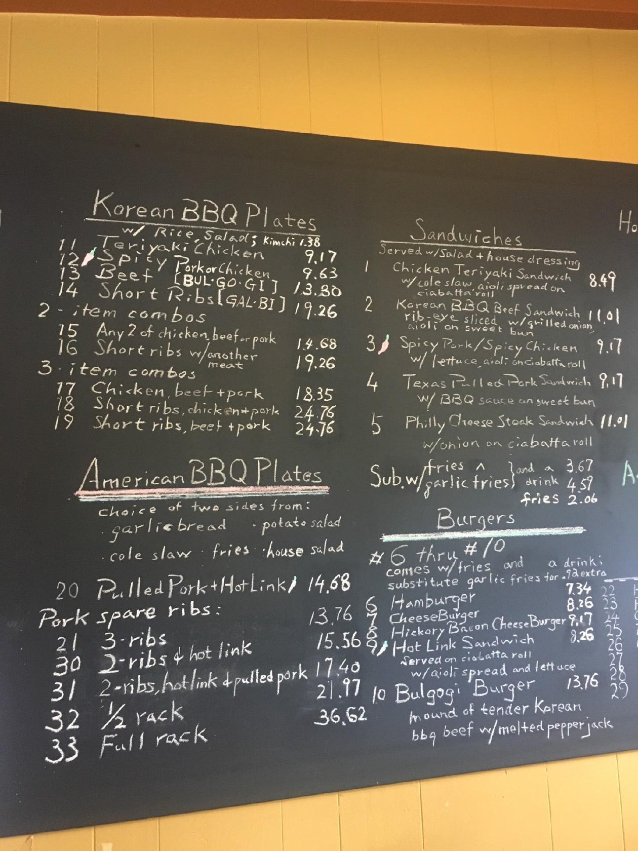 Menu at Menlo BBQ, Menlo Park