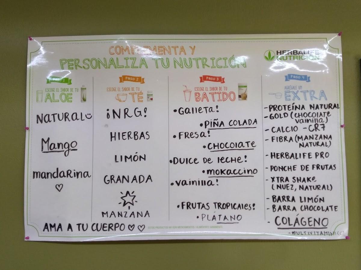 Menu at Nutrition Club, Ciudad López Mateos
