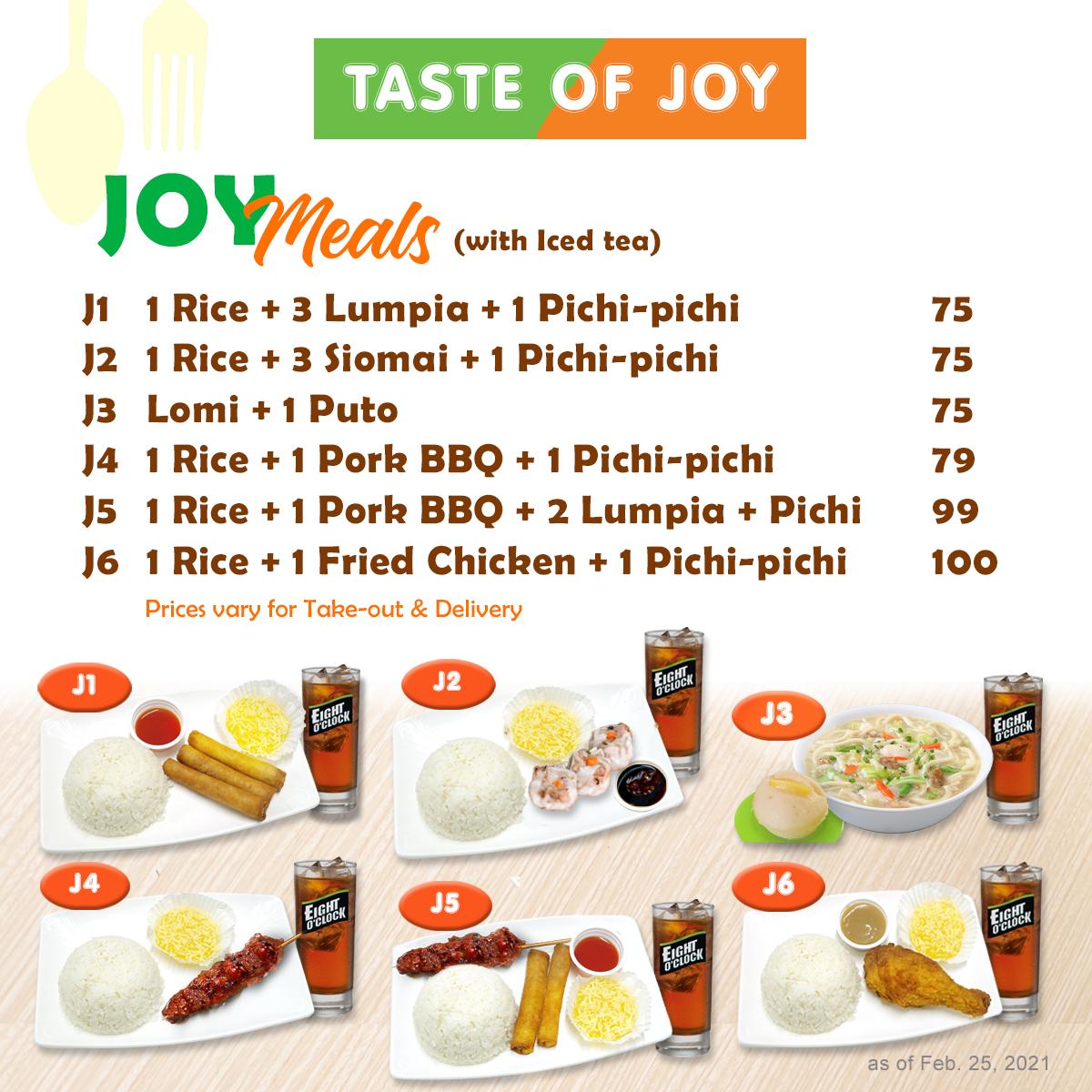 Menu at Taste Of Joy Soldiers restaurant, Muntinlupa
