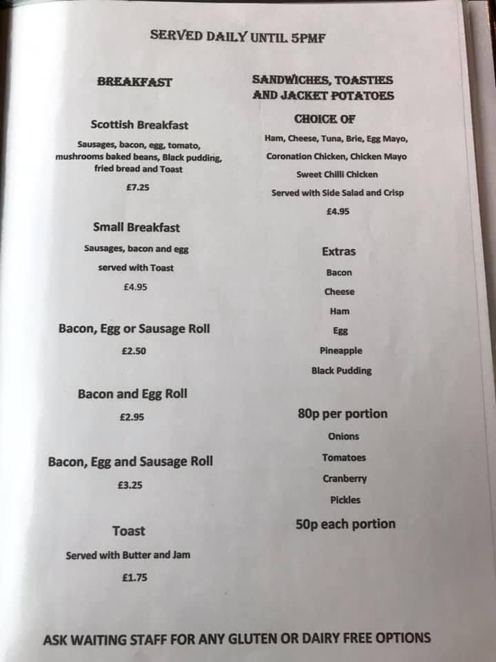 Menu at Rothienorman Kitchen restaurant, Rothienorman