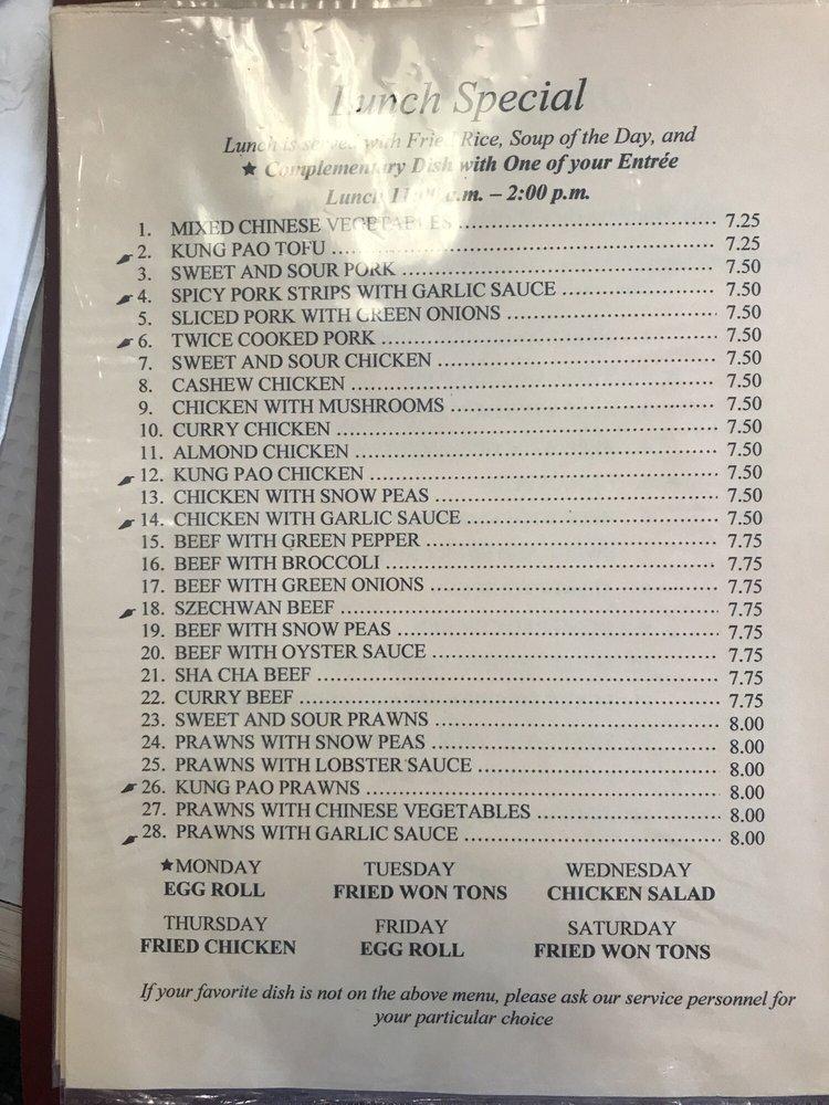 Menu at Canton Restaurant, Scotts Valley, Scotts Valley