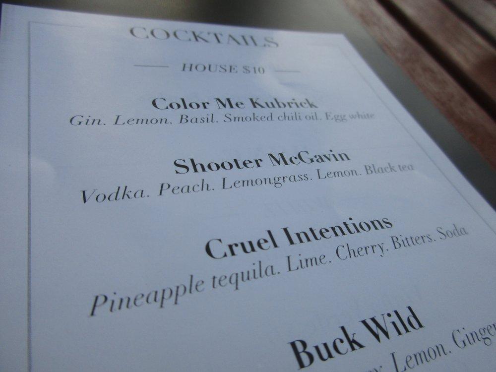 Menu at Billy Club, Buffalo