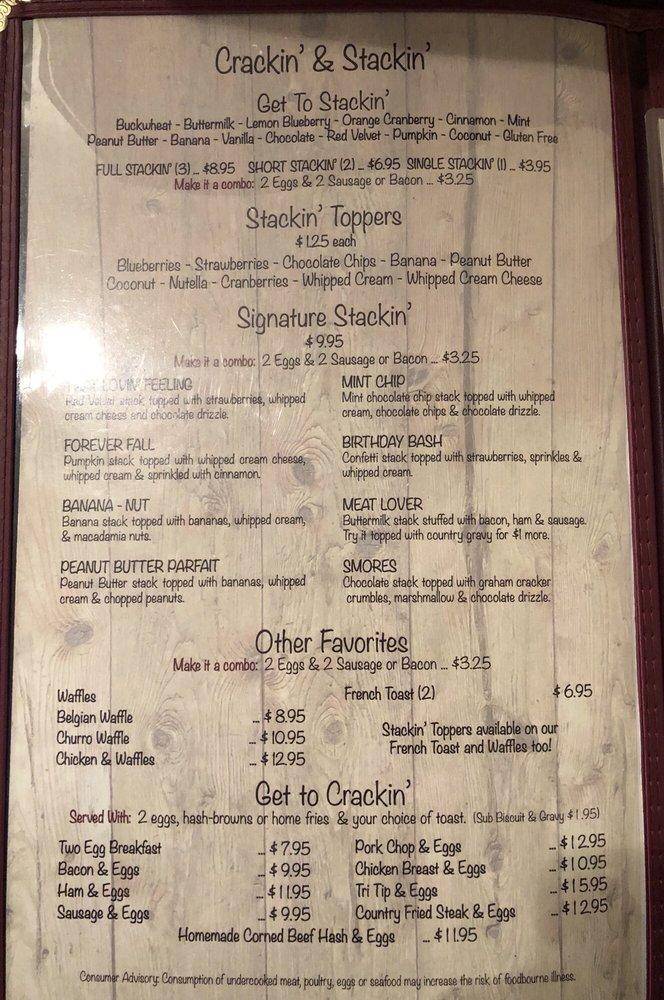 Menu at Crackin' & Stackin' restaurant, Eagle Point