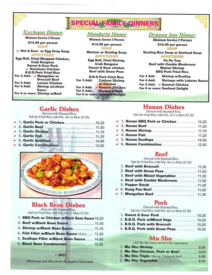 Menu at DRAGON INN restaurant, Eaton
