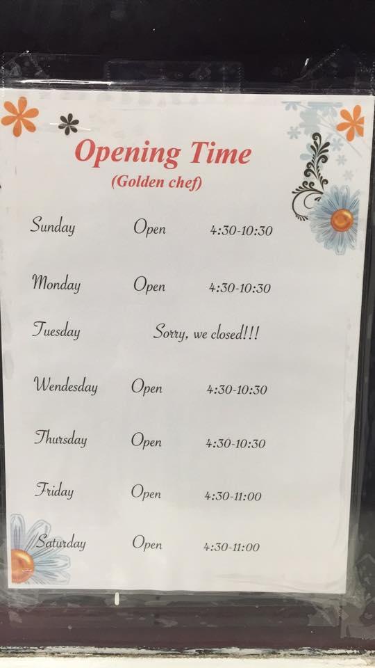Menu at Golden Chef restaurant, Darlington