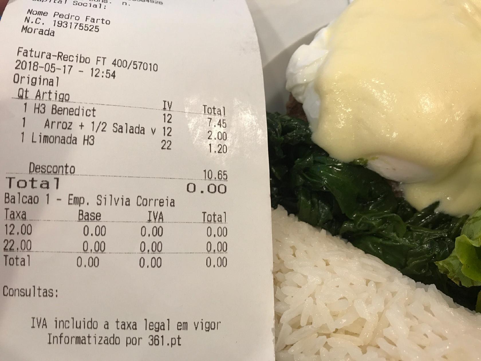 Carta del restaurante H3, Funchal, Caminho Santa Quitéria 45