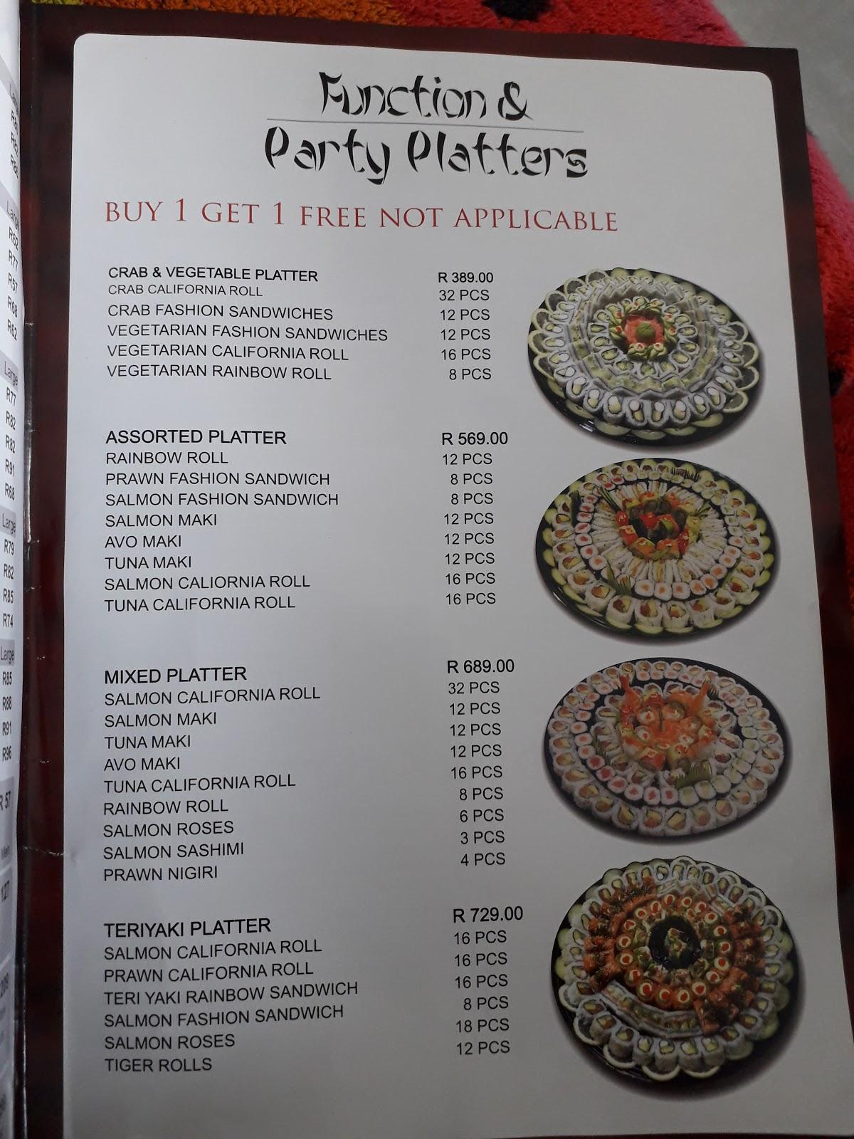 Menu at Kalok Sushi & Chinese Take Aways restaurant, Cape Town, Verdi Blvd