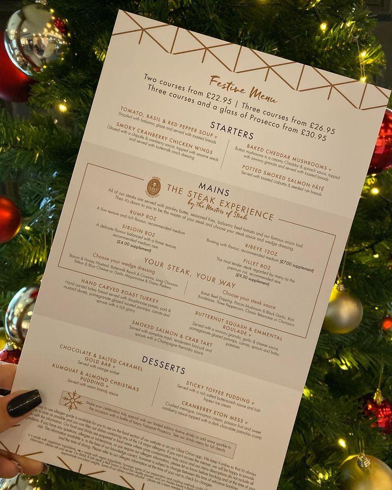 Menu at Miller & Carter Gosforth Park steakhouse, Newcastle upon Tyne ...