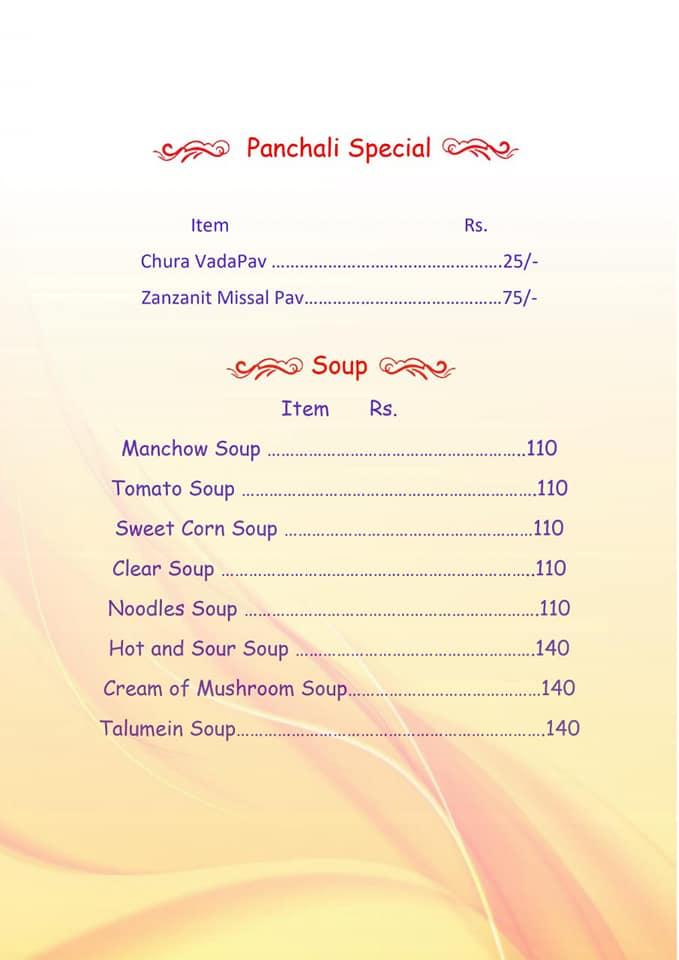 Menu at Panchali, Mumbai, Shop Number 3, Paranjape Scheme B Road No. 1