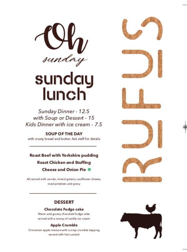 Menu at Rufus Bar & Kitchen, Manchester