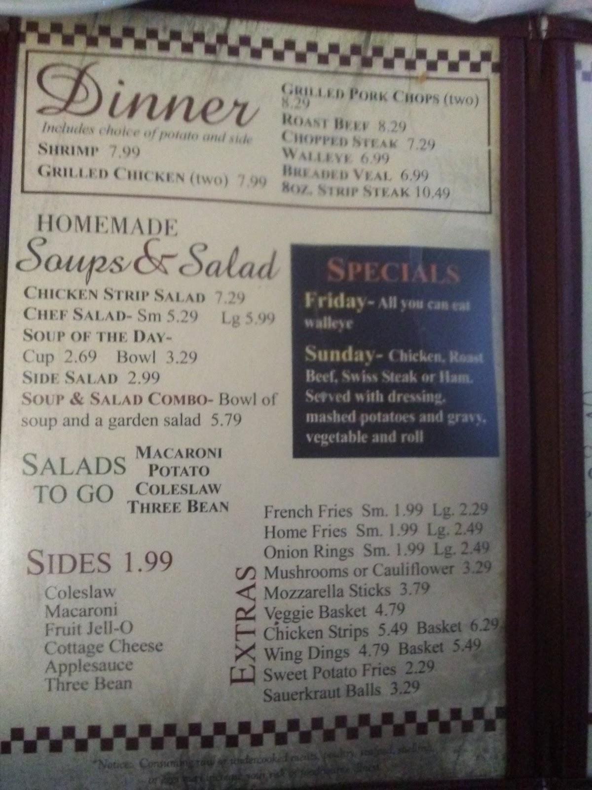 Menu at The Corner Restaurant, Bloomville, US-224