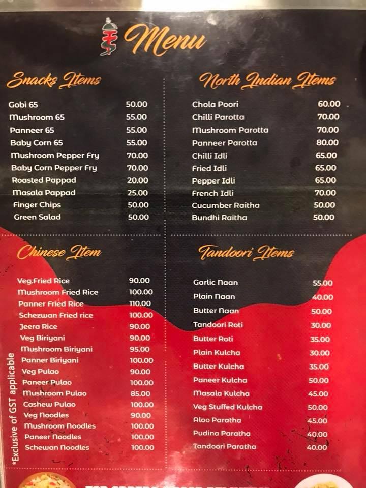 Menu at The Idly shop, Madurai, W4FR+MC4