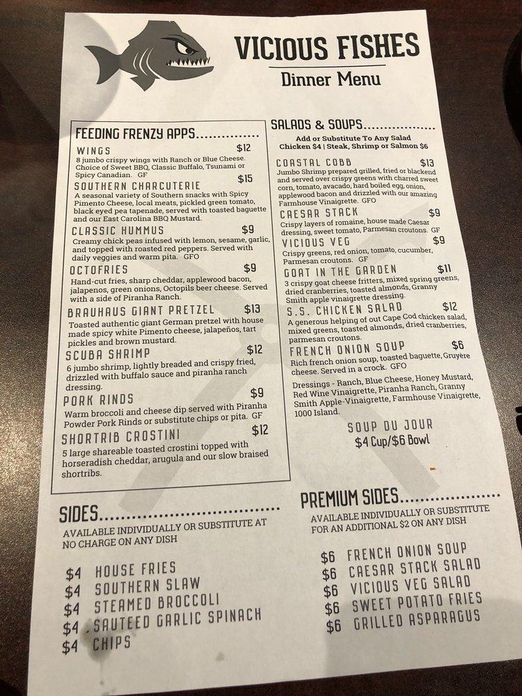 Menu at Vicious Fishes Taproom & Kitchen restaurant, Fuquay Varina