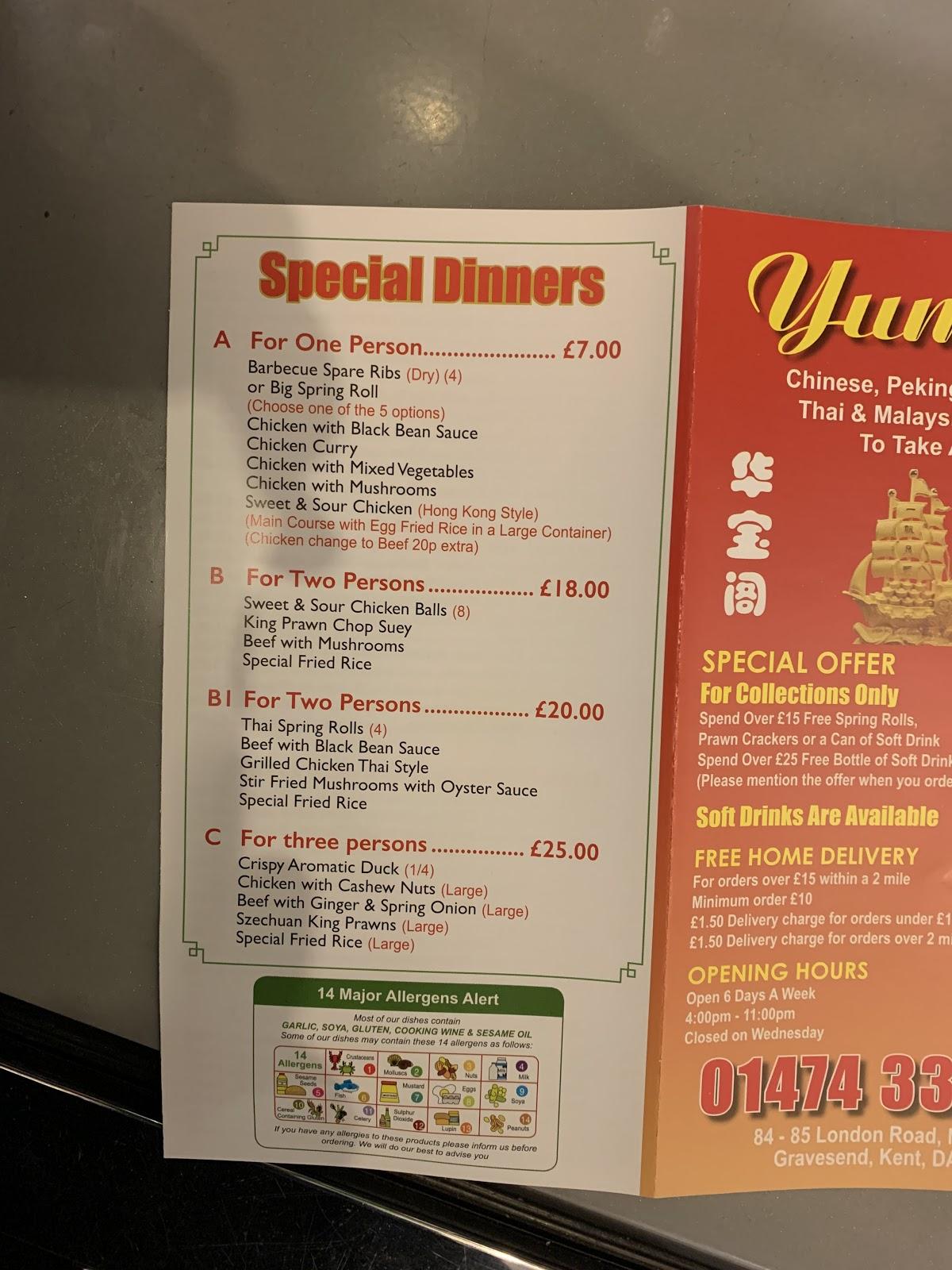 Menu at Yummy fast food, Gravesend, 84-85 London Rd
