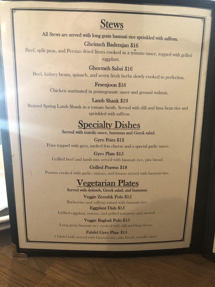 Menu at Bella Balducci's Mediterranean Cuisine restaurant, Kirkland