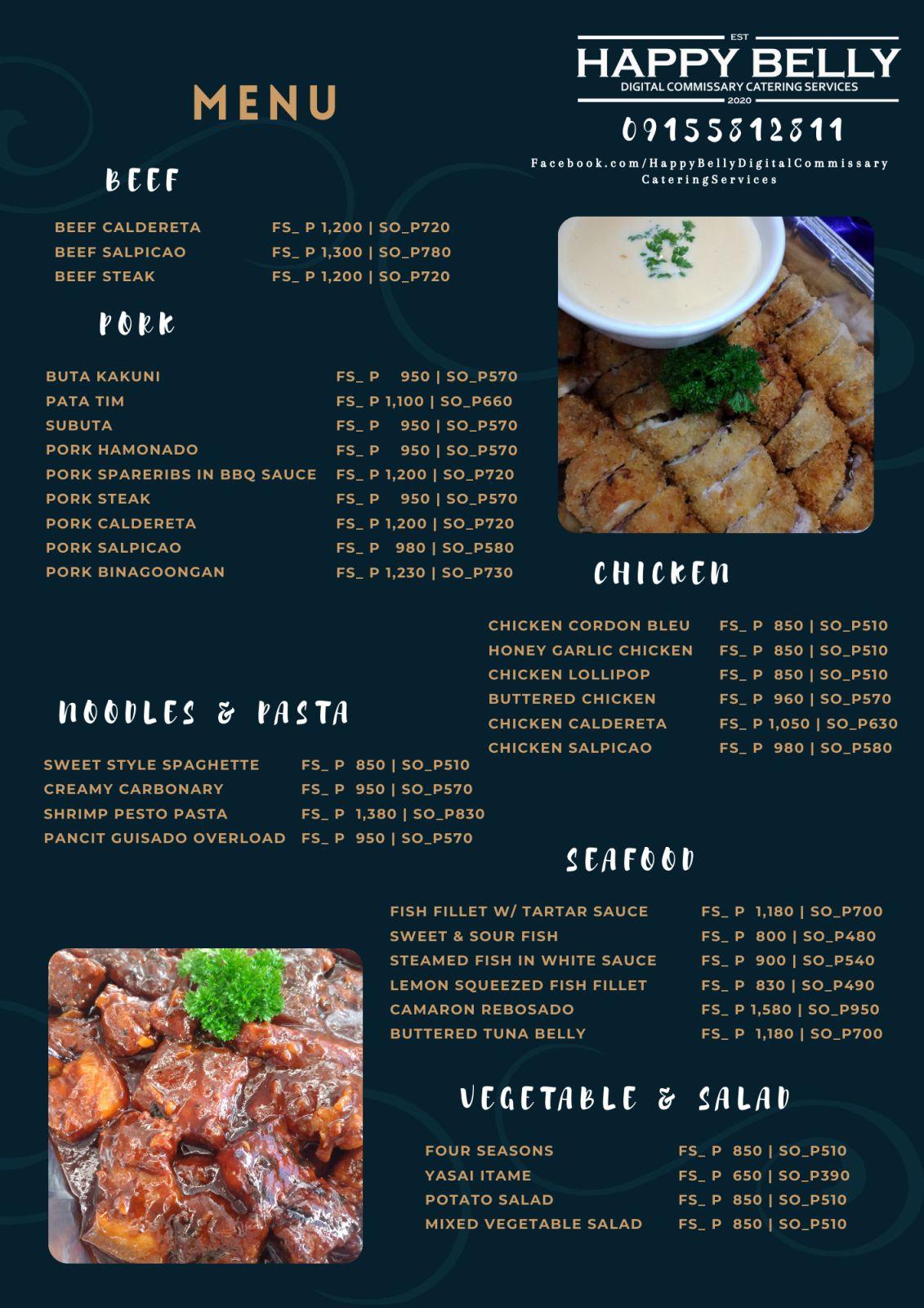 Menu at Happy Belly - Digital Commissary Catering Services restaurant ...