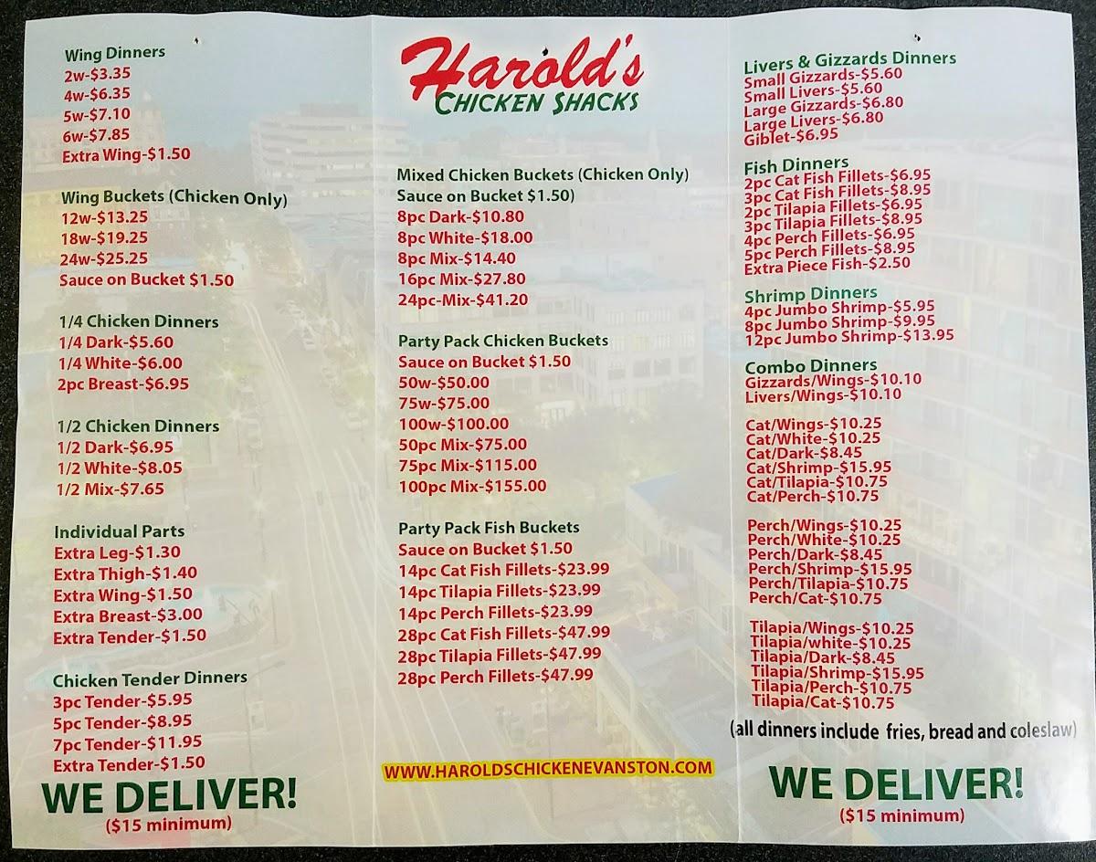 Menu at Harold's Chicken Shack Evanston restaurant, Evanston, 337 W ...