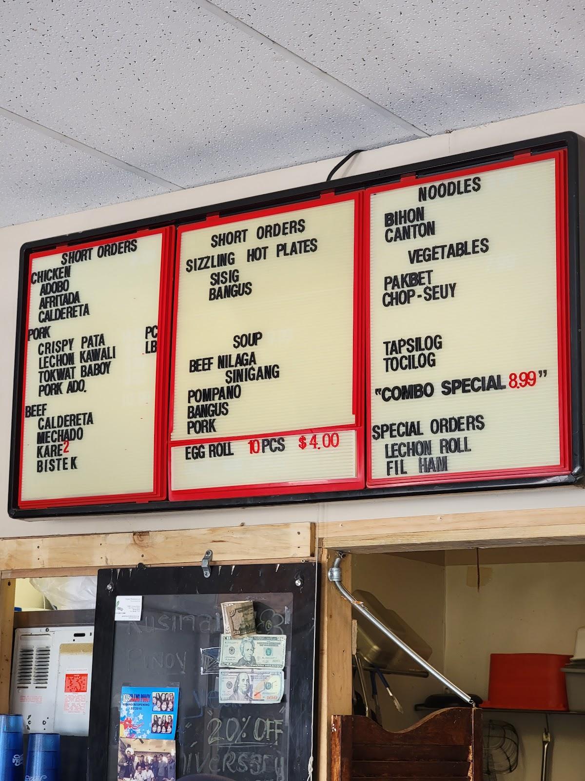 Menu at Kusinang Pinoy restaurant, Oak Forest