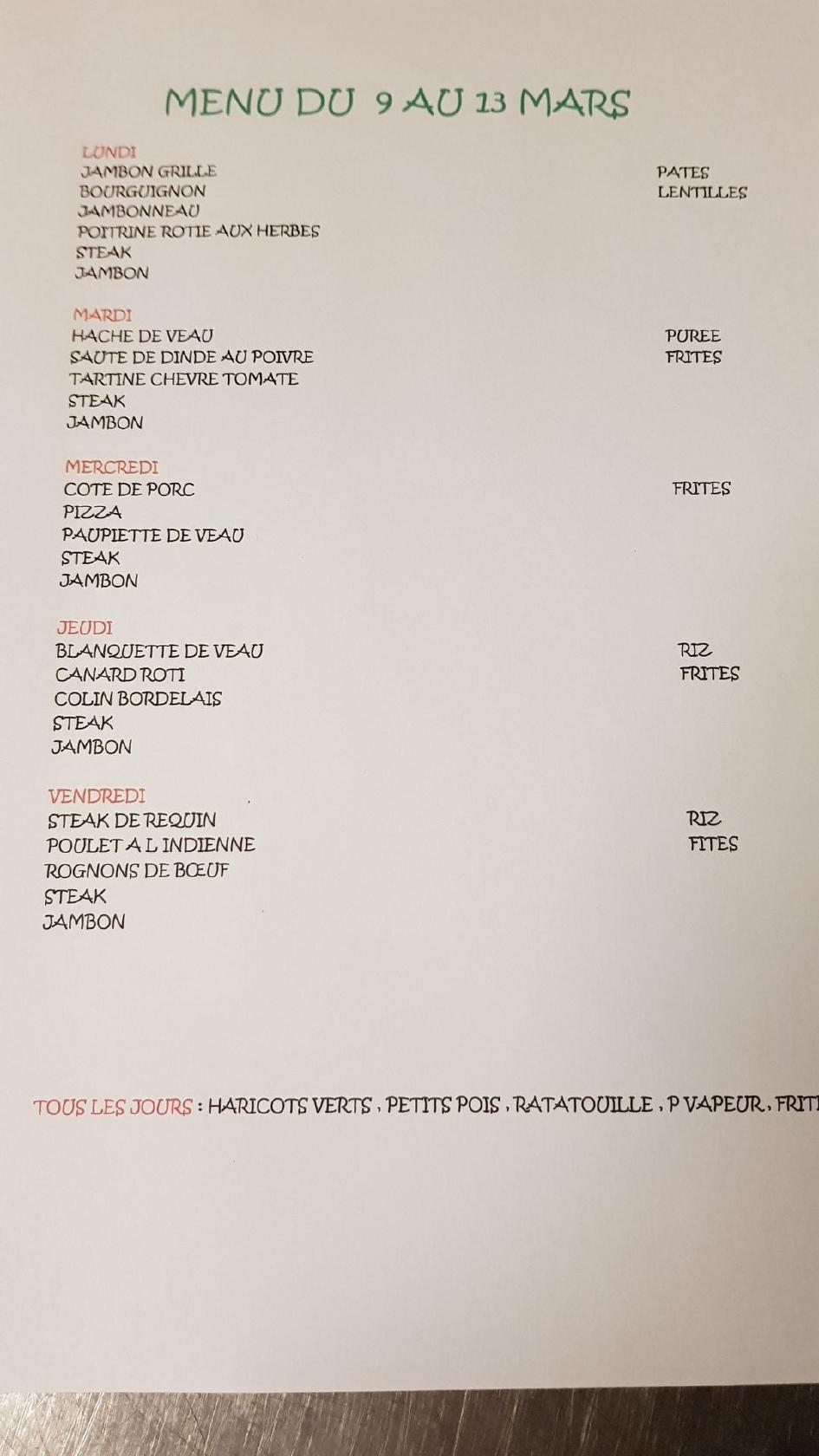 Menu au RESTAURANT CHEZ RENE, Canteleu