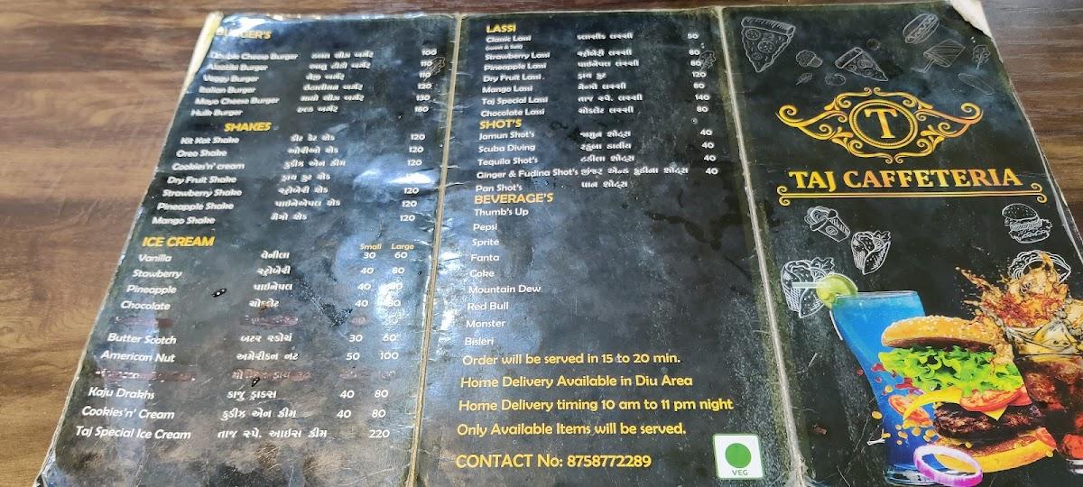 Menu at Taj Caffeteria Diu, Diu