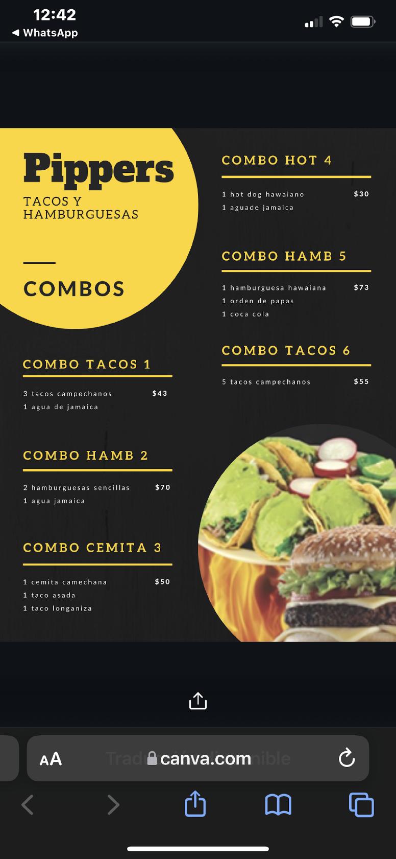 Menu at Pipers restaurant, Tepeaca, C. 4 Sur 120