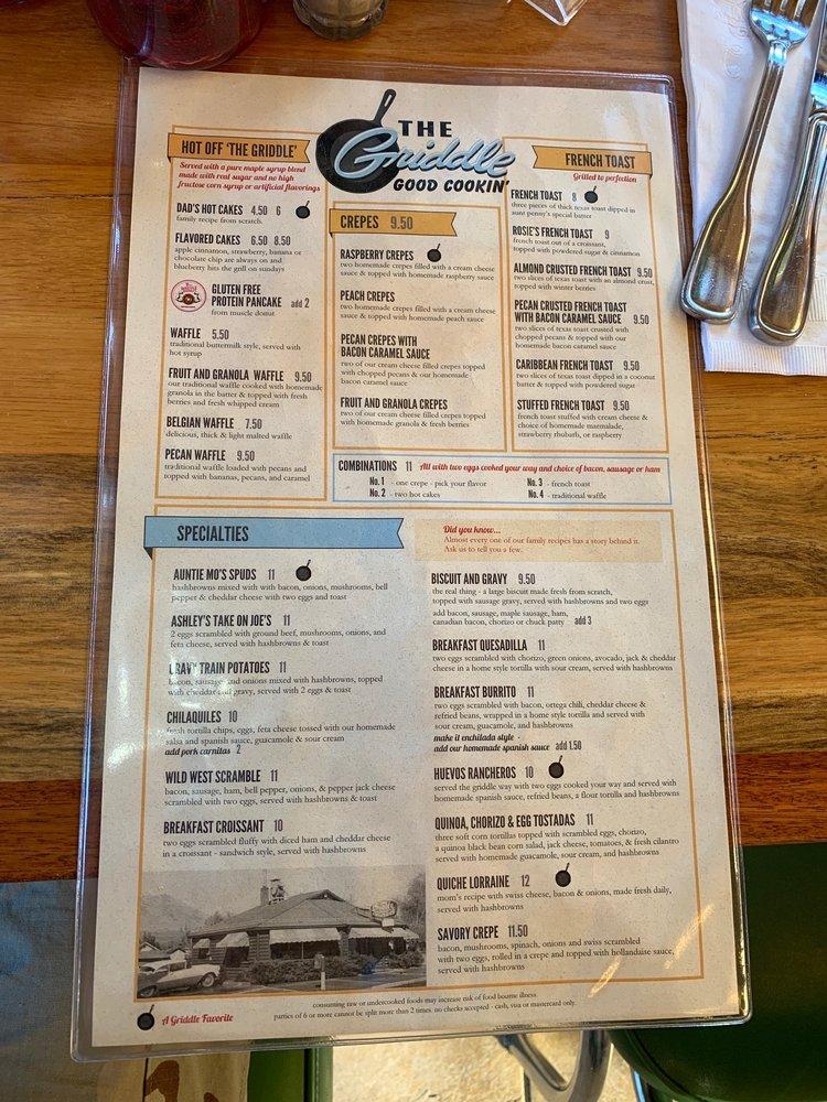 Menu at The Griddle desserts, Winnemucca