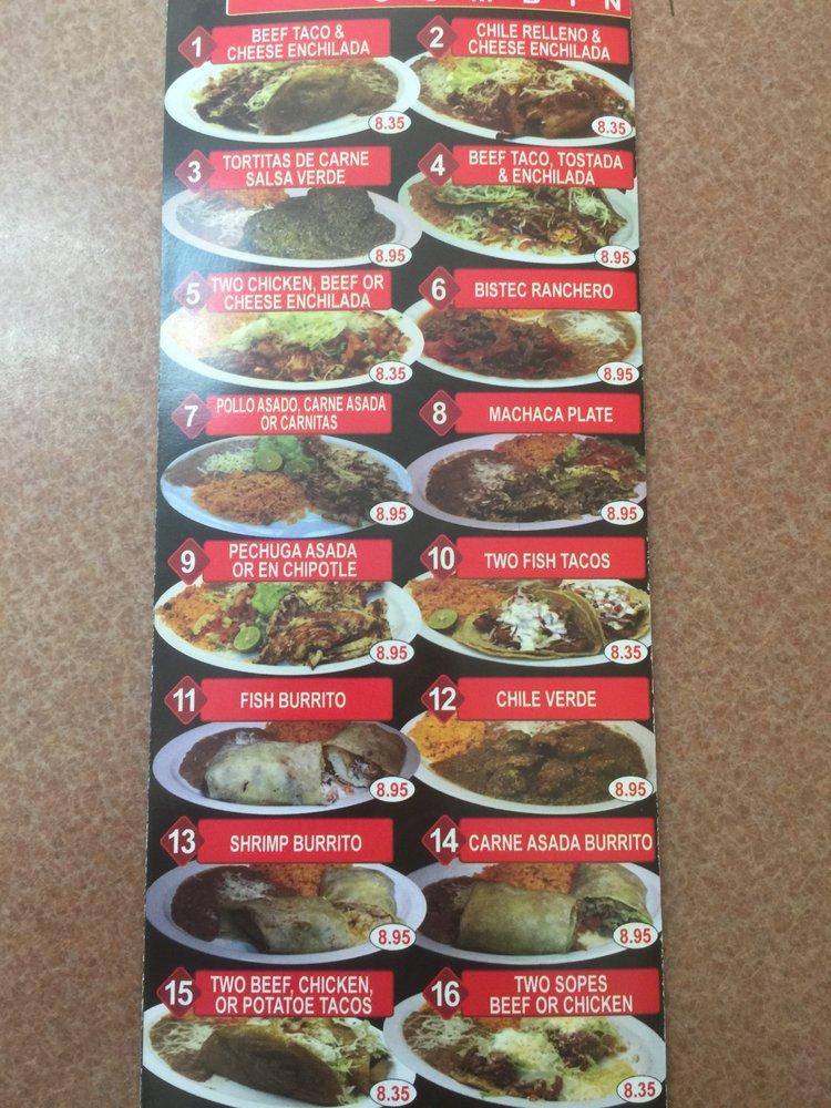 Menu at Bronco's Mexican Food restaurant, San Diego