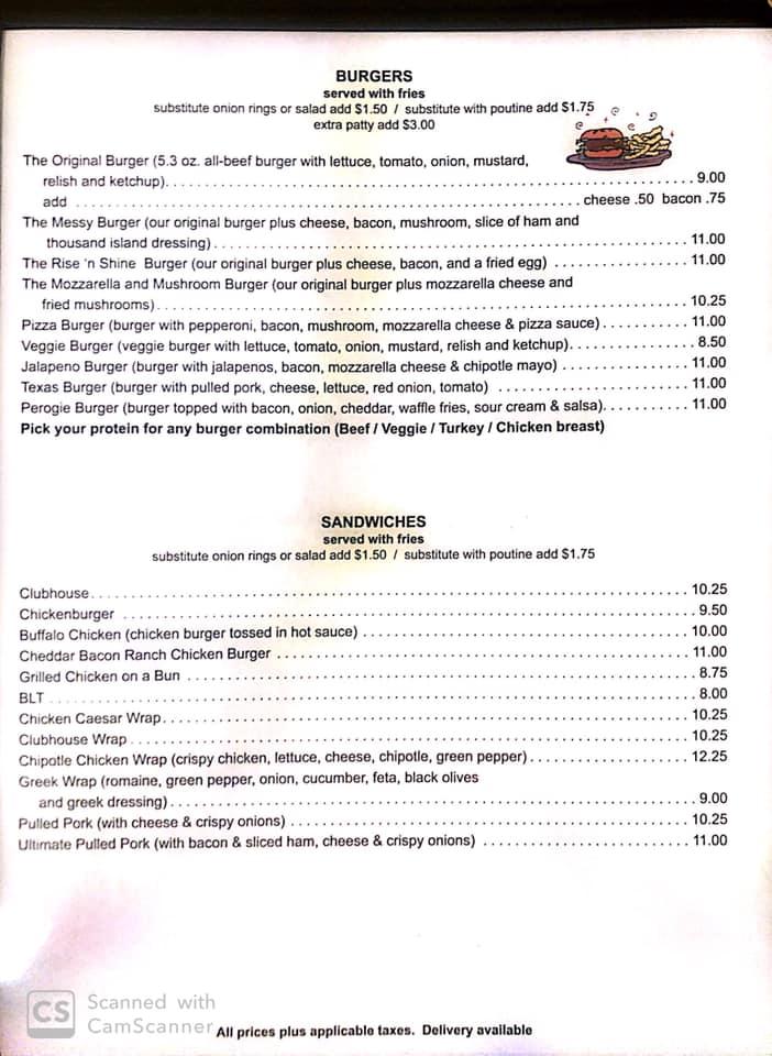 Menu at Poppa Jim's Pizza & Diner pizzeria, Lambton Shores