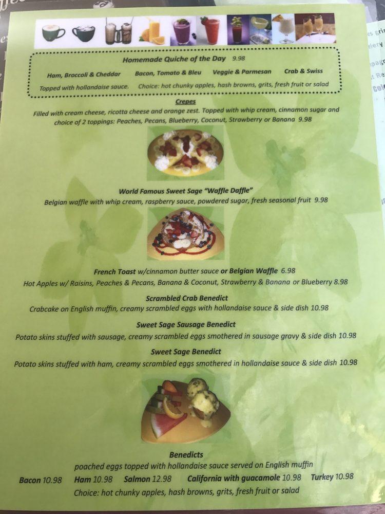 Menu at Sweet Sage Cafe, North Redington Beach