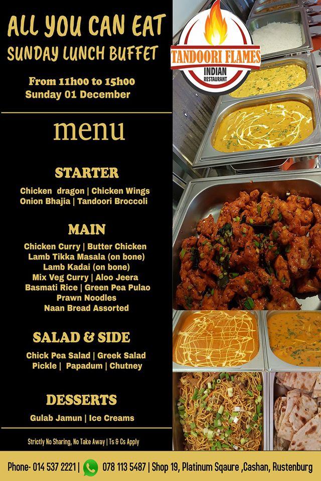 Menu at Tandoori Flames restaurant, Rustenburg, Shop 19