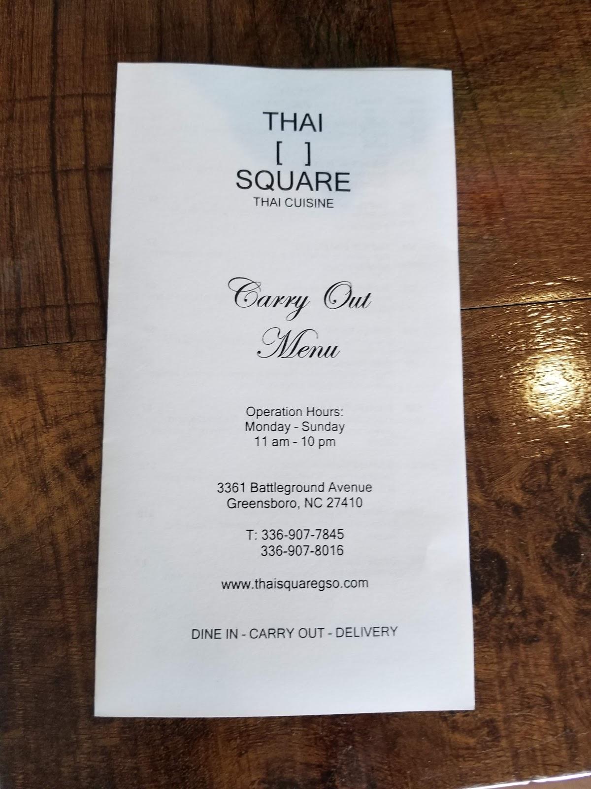 Menu at Thai Square desserts, Greensboro