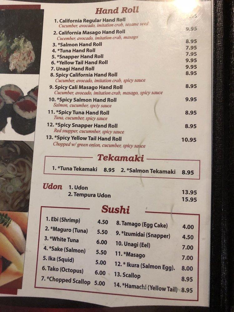 Menu at Tokyo Express restaurant, Fairbanks