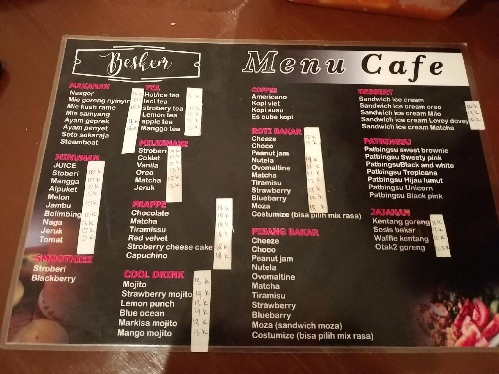 Menu at Beskem Cafe Purwakarta, Purwakarta