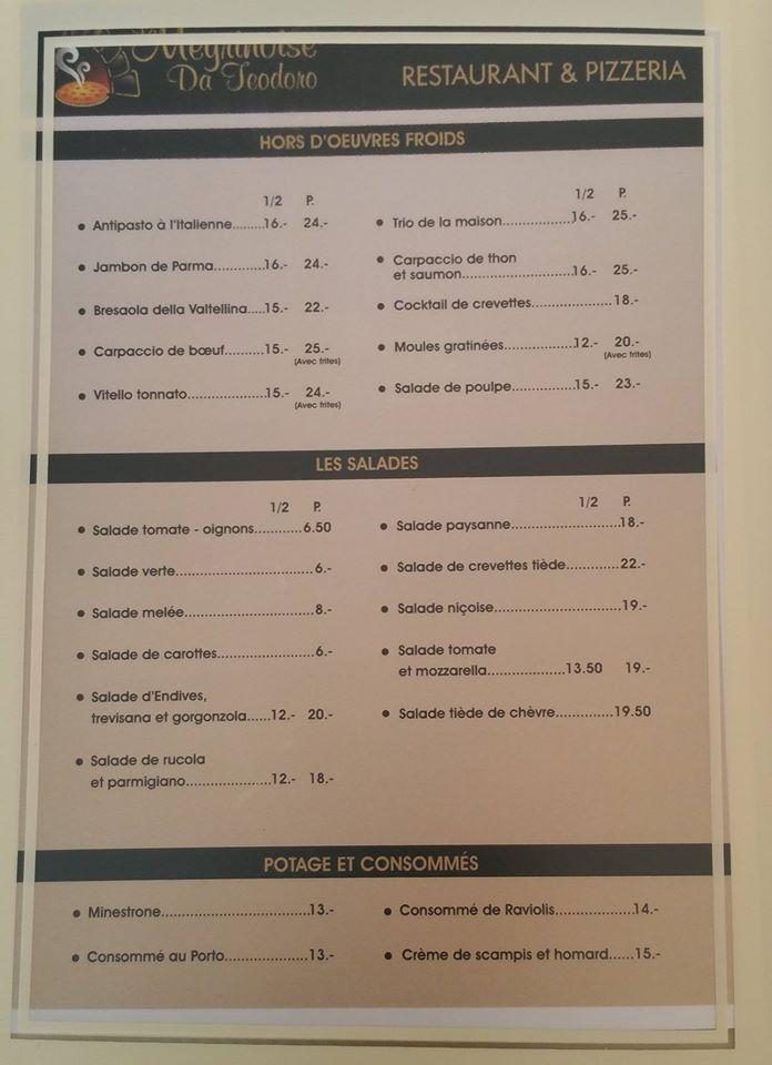 Menu at La Meyrinoise, Meyrin