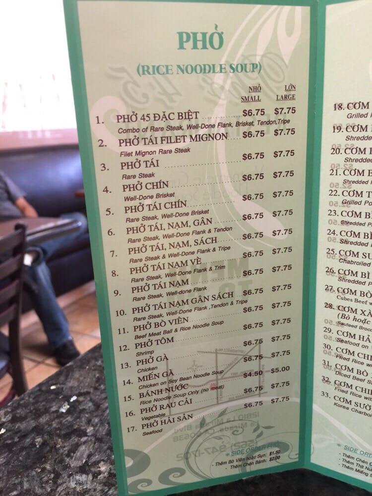 Menu at Pho 45 - La Mirada restaurant, La Mirada, La Mirada Blvd