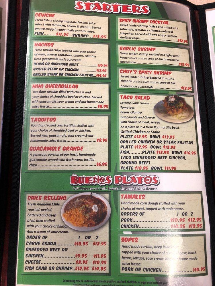 Menu at El Mariachi restaurant, Kapolei