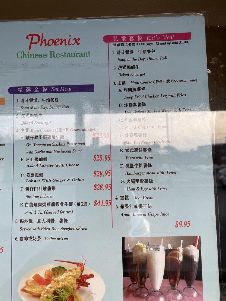 Menu at Phoenix Chinese Restaurant, Mississauga, Creditview Rd