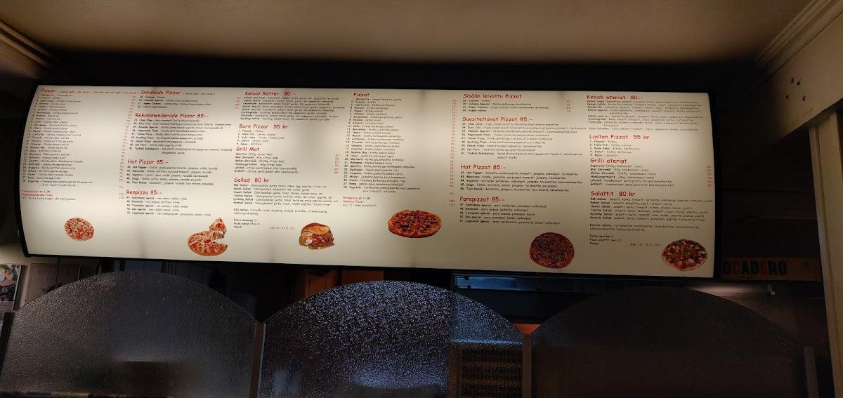 Menu at Pizzeria Amanda, Haparanda