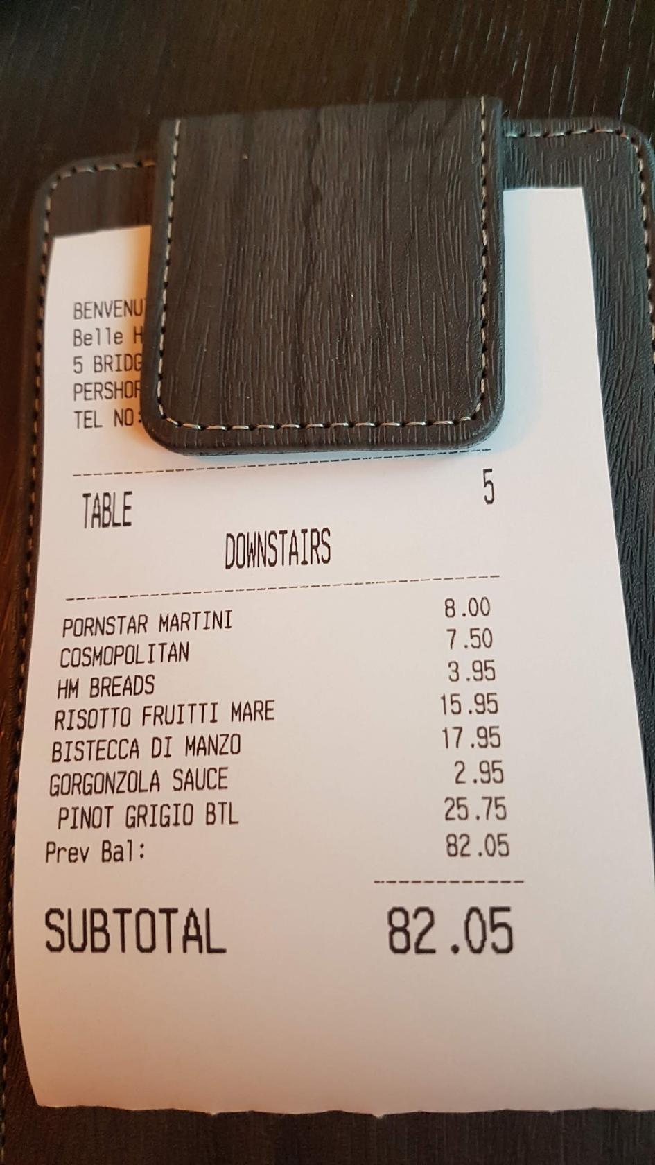Menu at Benvenuti - Belle House restaurant, Pershore