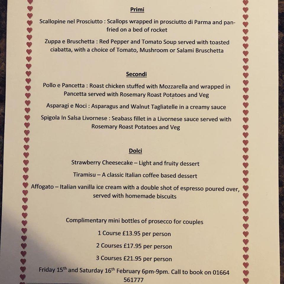 Menu at Caffe Italia cafe, Melton Mowbray