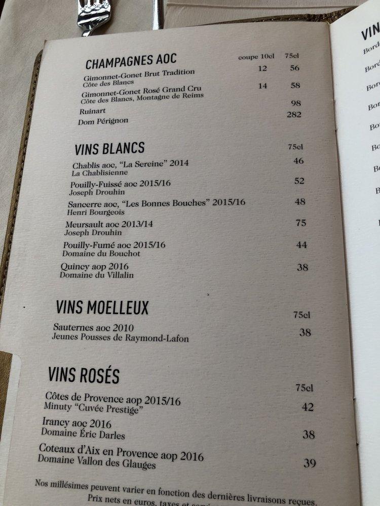 Menu at Le Calife restaurant, Paris, Port des Saints-Pères