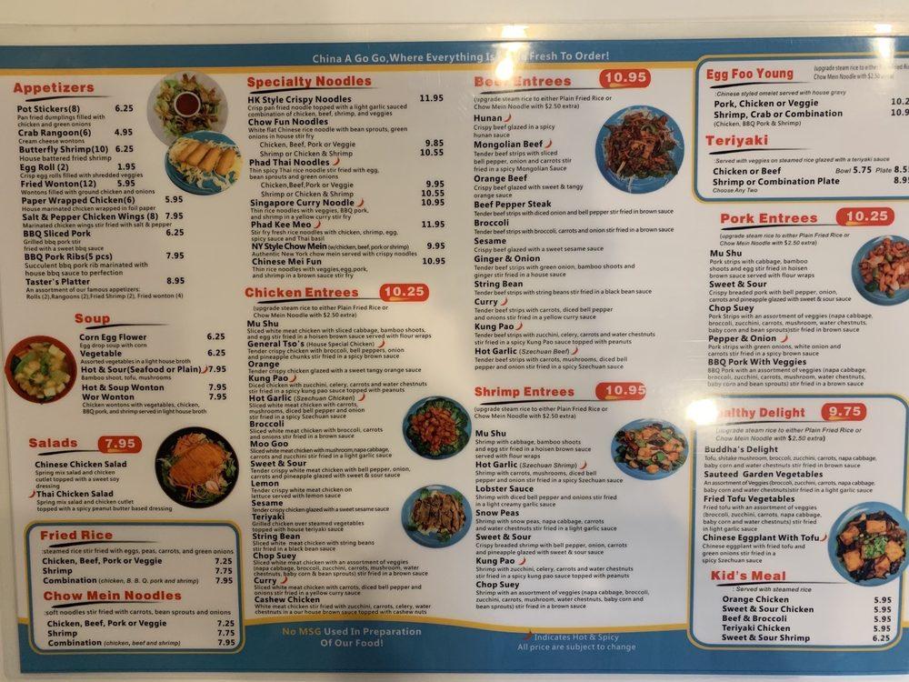 Menu at China A Gogo restaurant, Pahrump
