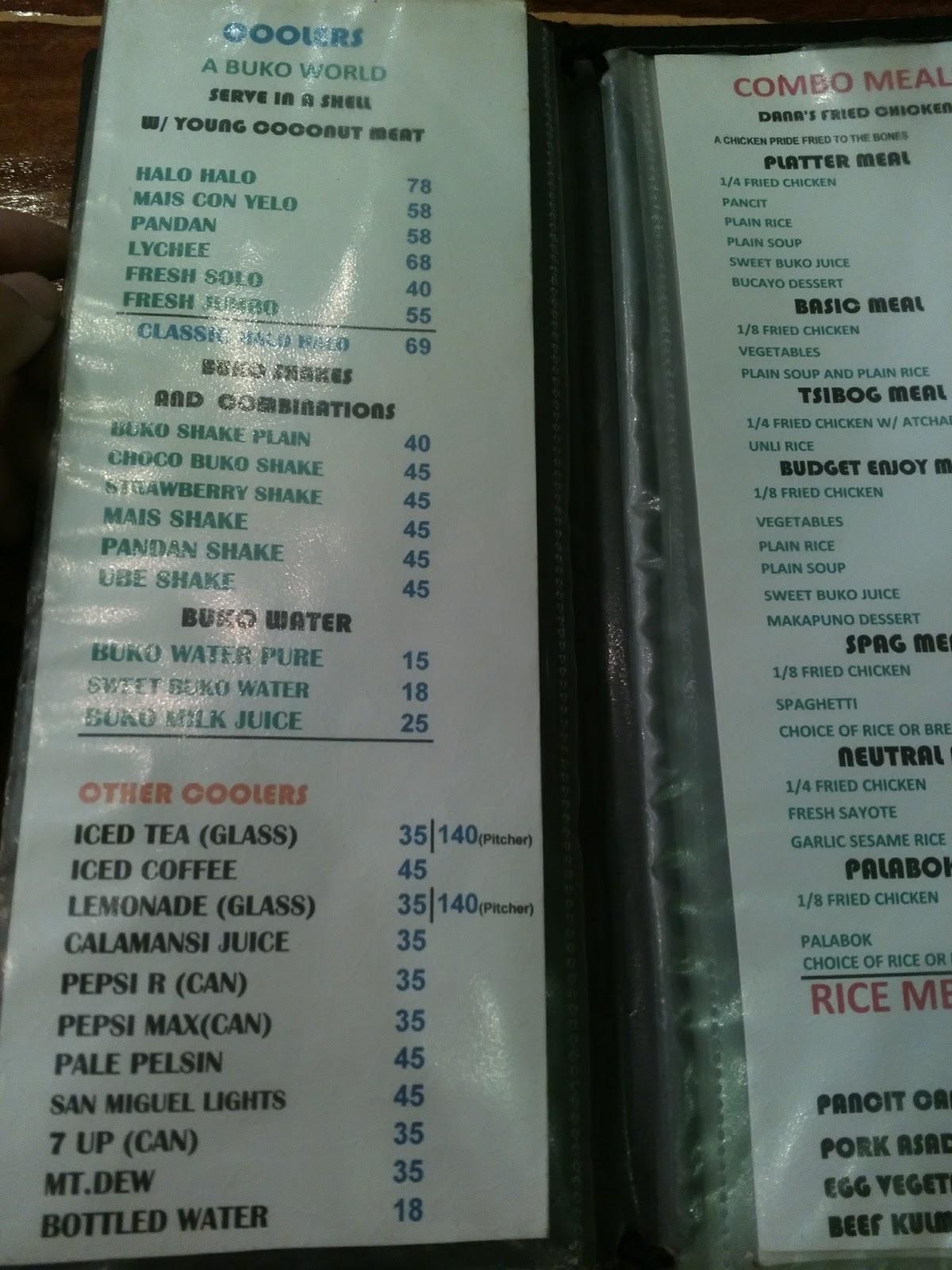 Menu at DANA BUKO COCKTAIL restaurant, Bacolod, Hi-Strip 3