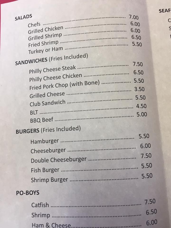 Menu at Dazzit Seafood Café restaurant, Lake Charles