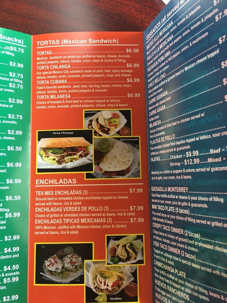 Menu at El Taco Shop restaurant, Mocksville