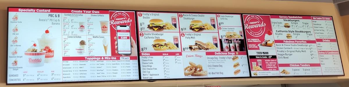 Menu at Freddy's Frozen Custard & Steakburgers restaurant, Lakeville